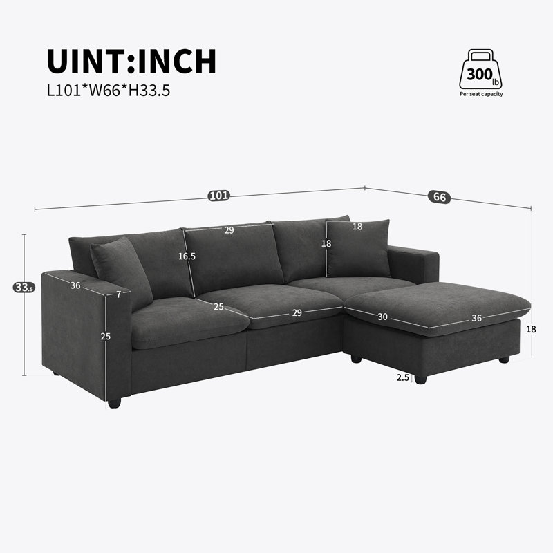 Latitude Run® 100.4*64.6" Modern Sectional Sofa,L-shaped Couch Set | Wayfair